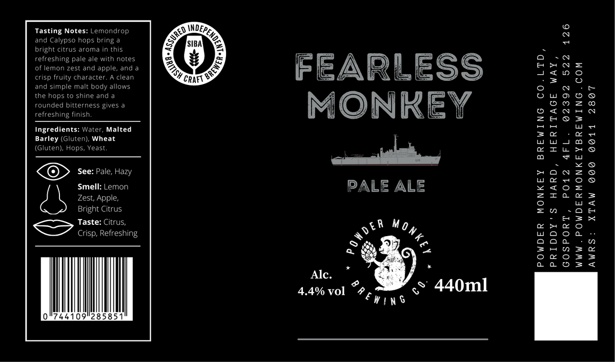 Fearless Monkey Pale Ale - 440ml – Powder Monkey Brewing Co