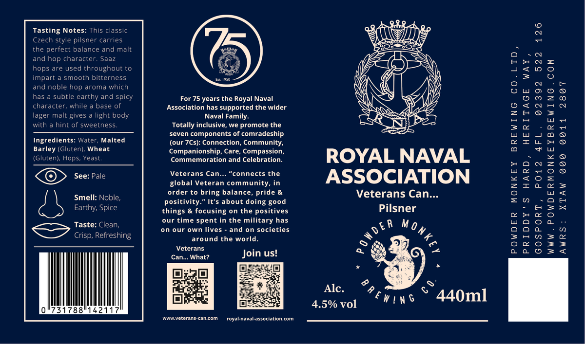 RNA Veterans Can... Pilsner - 12 x 440ml – Powder Monkey Brewing Group Ltd